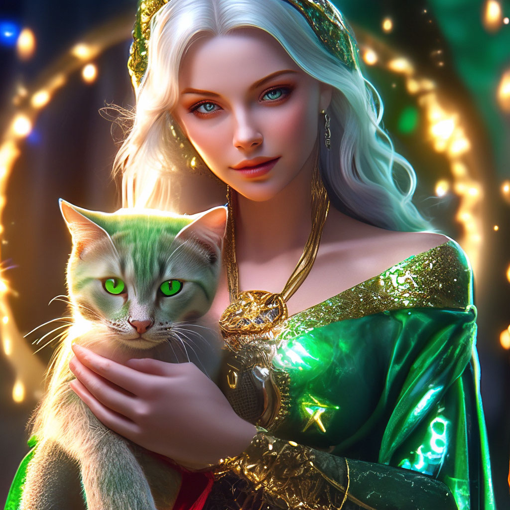 "A beautiful green elf girl in the magic circle of Dr. Strange, in her ...