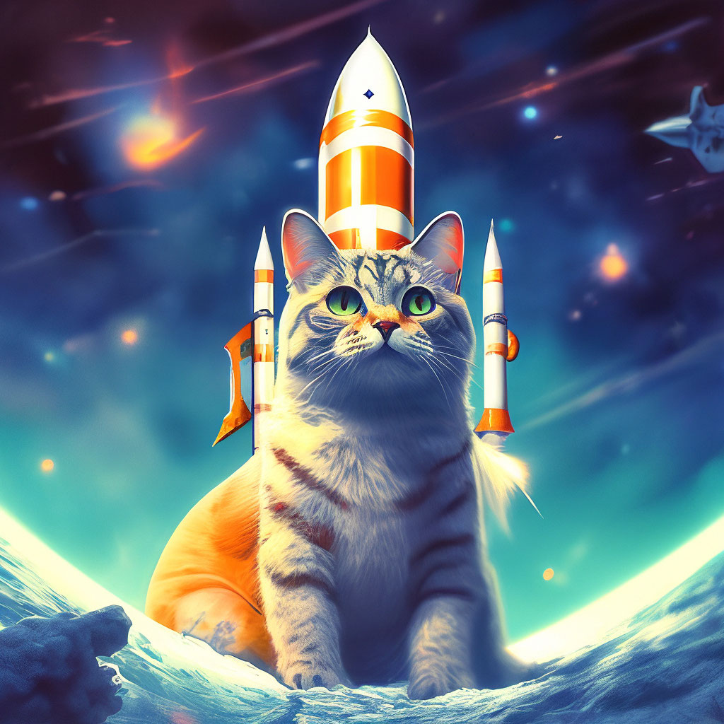 "Cat in the baikonMUR rocket" — image created in Shedevrum