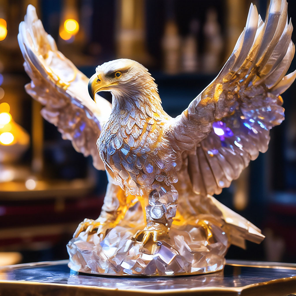 "Luminous eagle in the form of a lamp, crystals, marble, ivory ...