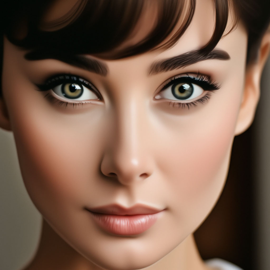 "Cute realistic girl beautiful textured skin pores like a living relief ...