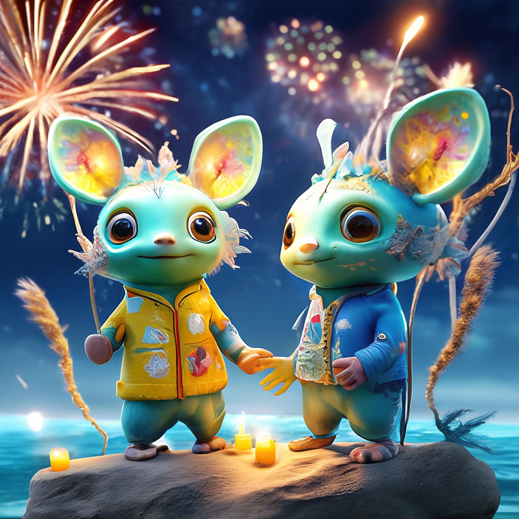 "💫 fantasy surrealism two creatures, strange creatures made of down ...