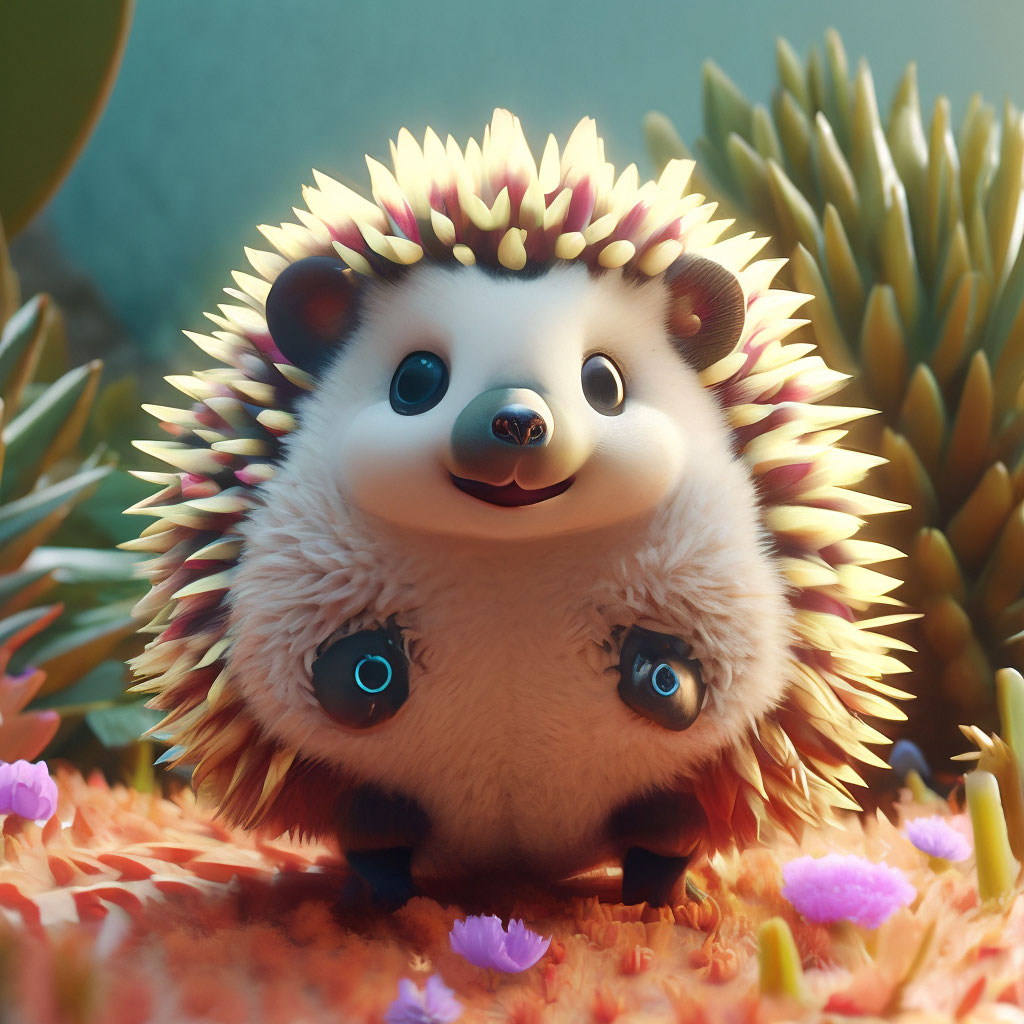 "A prickly cute animal" — image created in Shedevrum