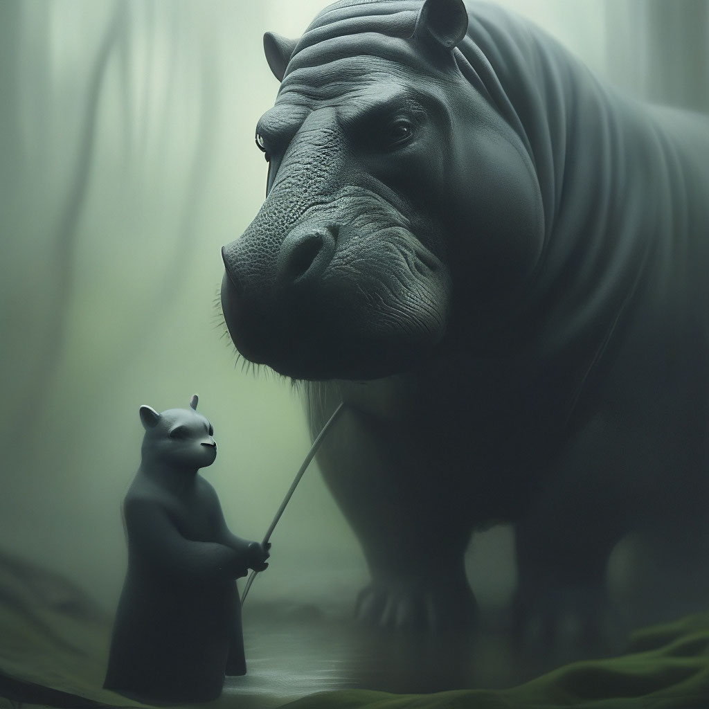 "The Hippo cat, the master and Margarita" — image created in Shedevrum
