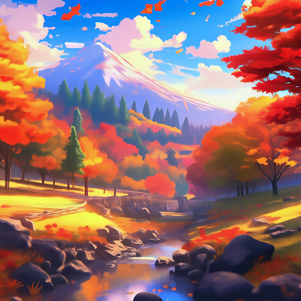 "Autumn landscape in anime style" — image created in Shedevrum