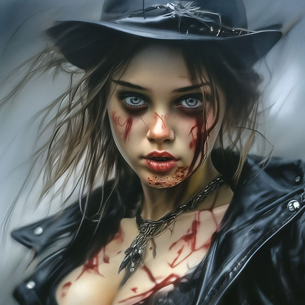 "Expressionism,beautiful realistic girl,zombie princess,hyperrealism ...