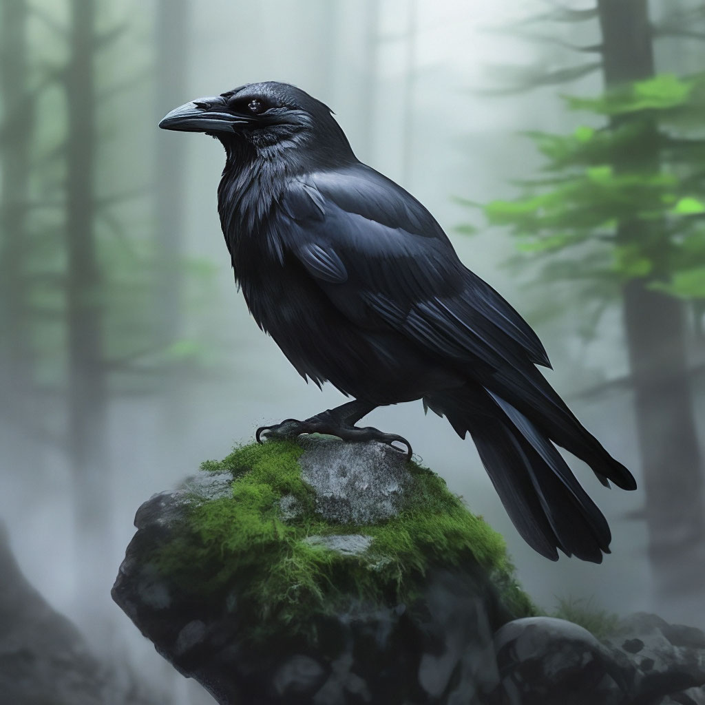"Crow, realistic digital painting, black and gray, accurate display ...