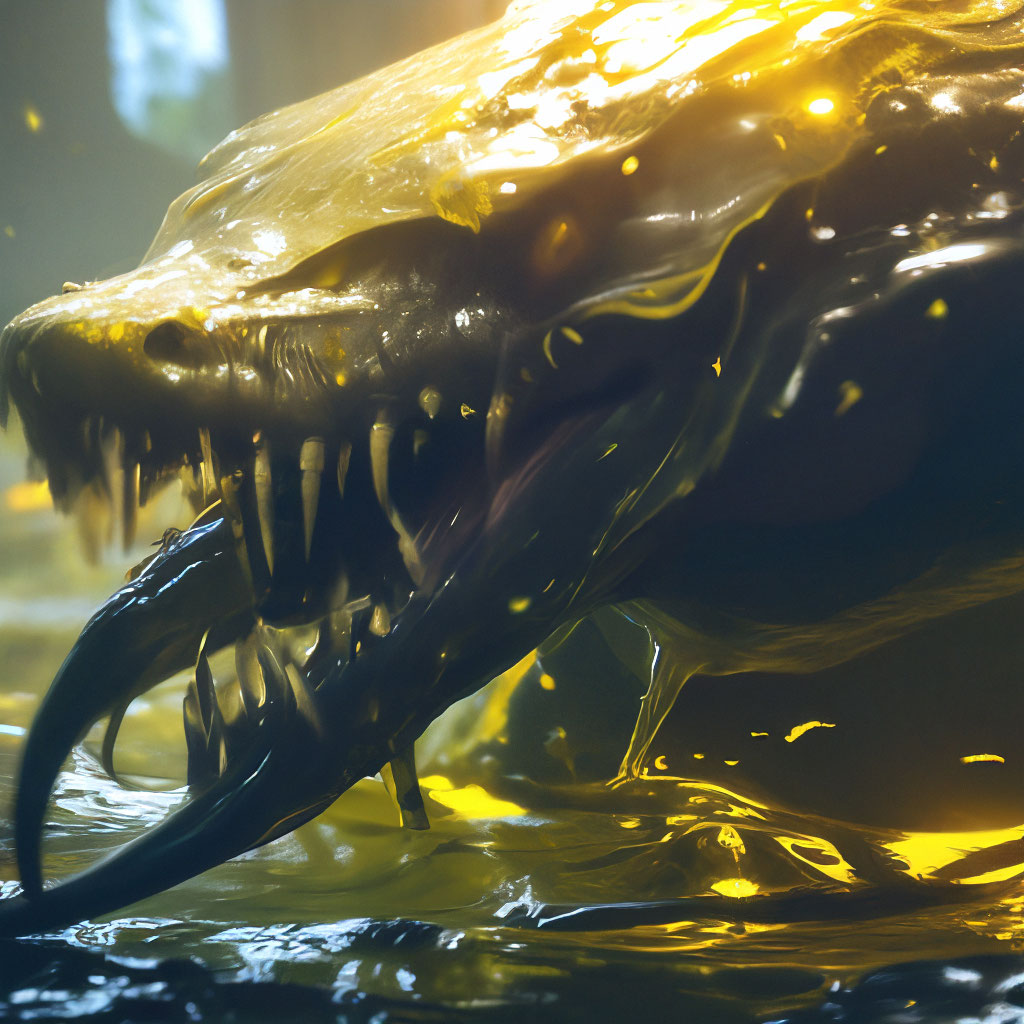 "Leviathan with black skin like oil, covered with oil stains, keeper of ...