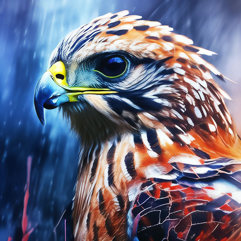 "Lady hawk, watercolor, landscape, hyper realistic, beautiful fog ...