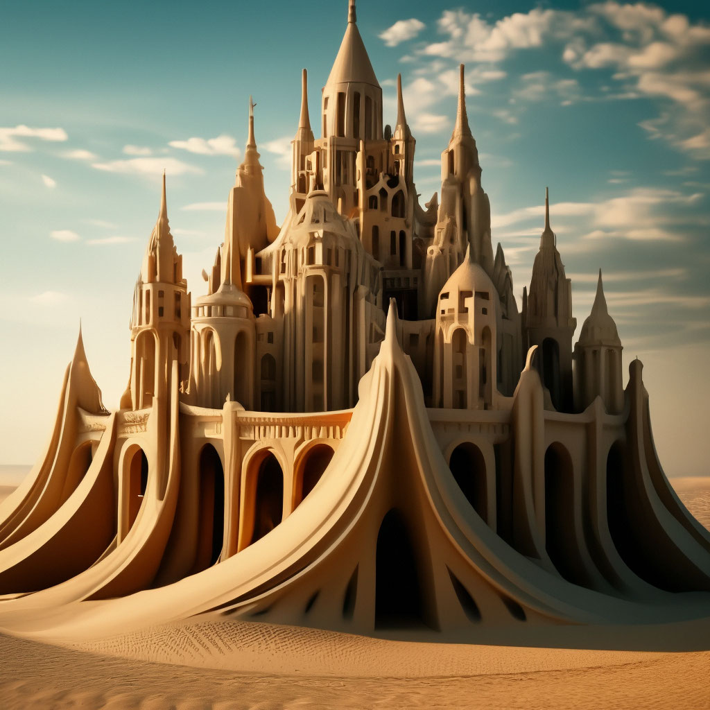"Sand castle in the center of the capital" — image created in Shedevrum