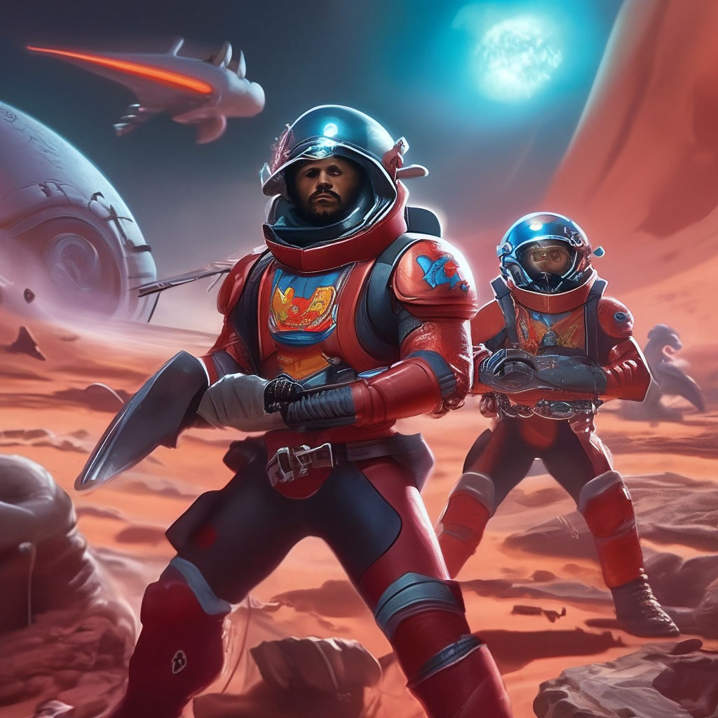 "Space pirates take over mars" — image created in Shedevrum