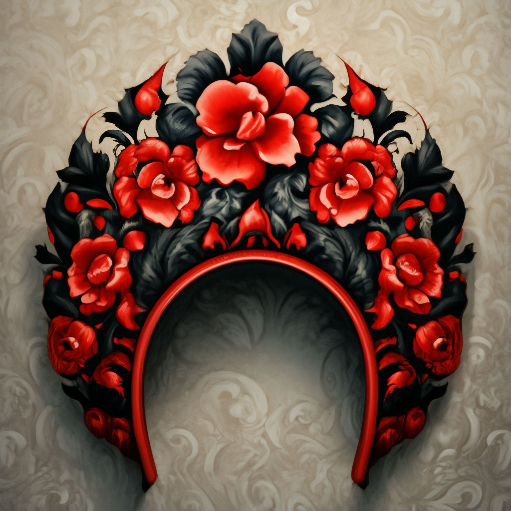 "Khokhloma pattern kokoshnik pattern sketch" — image created in Shedevrum
