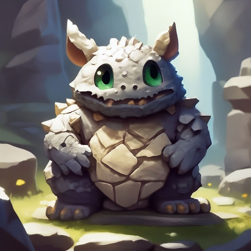 "The stone monster is cute" — image created in Shedevrum