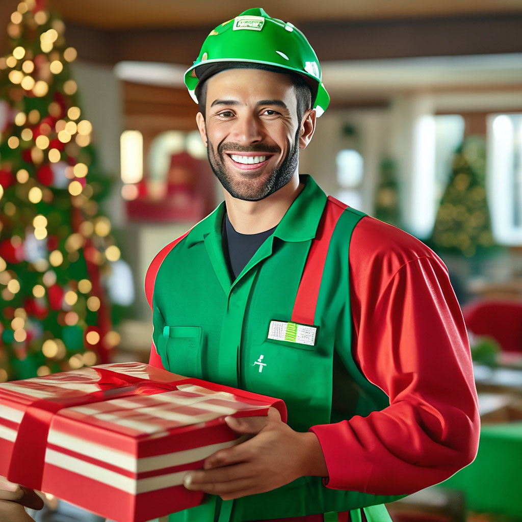"Happy holidays!!! Happy Trade Worker's Day!😃" — image created in Shedevrum