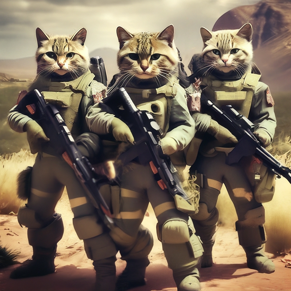 "Cat squad special forces" — image created in Shedevrum