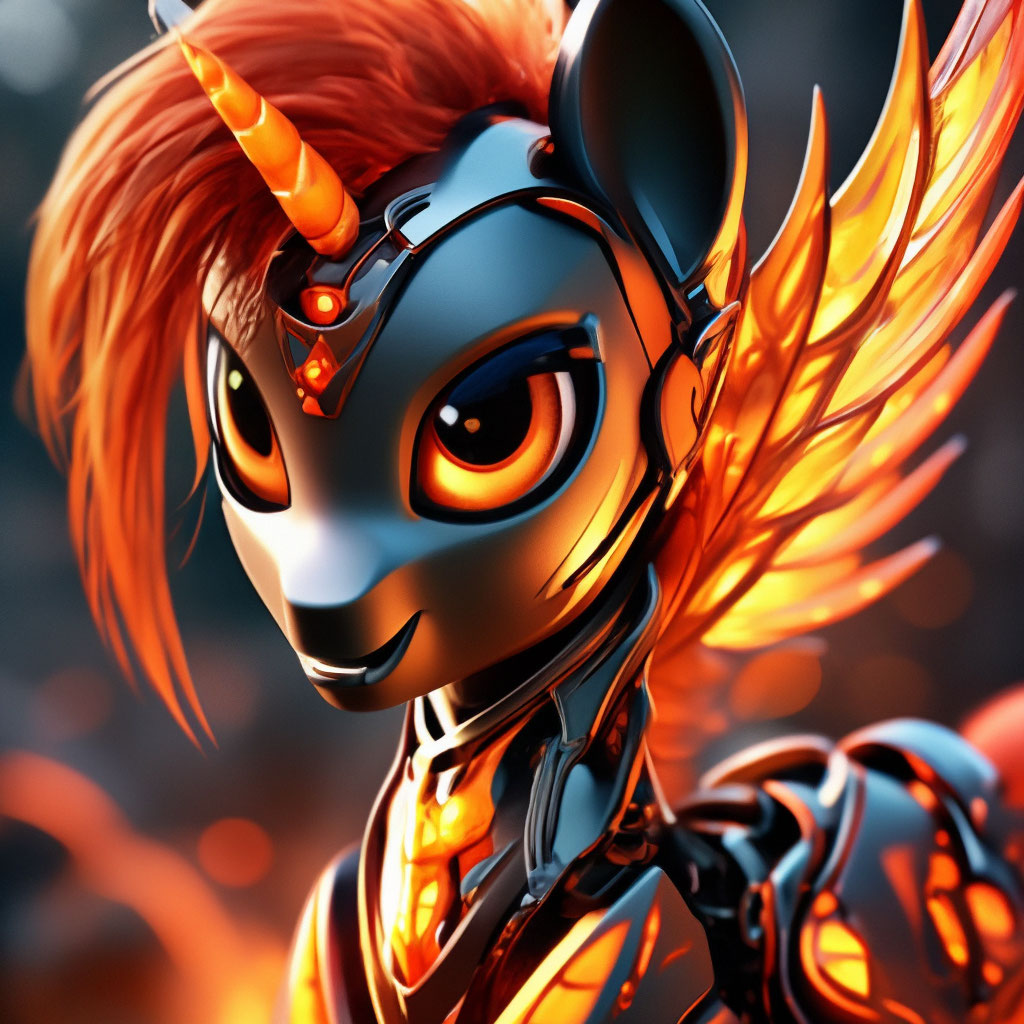 "Fire pony made of fractals, mlp, high quality, high detail, large ...