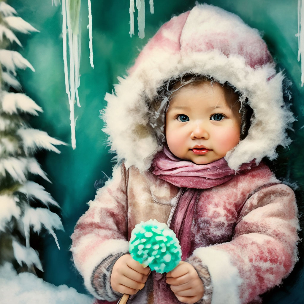 «Eskimo snow igloo. eskimo baby with turquoise popsicle on stick ...
