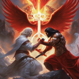 "Good conquers evil" — image created in Shedevrum