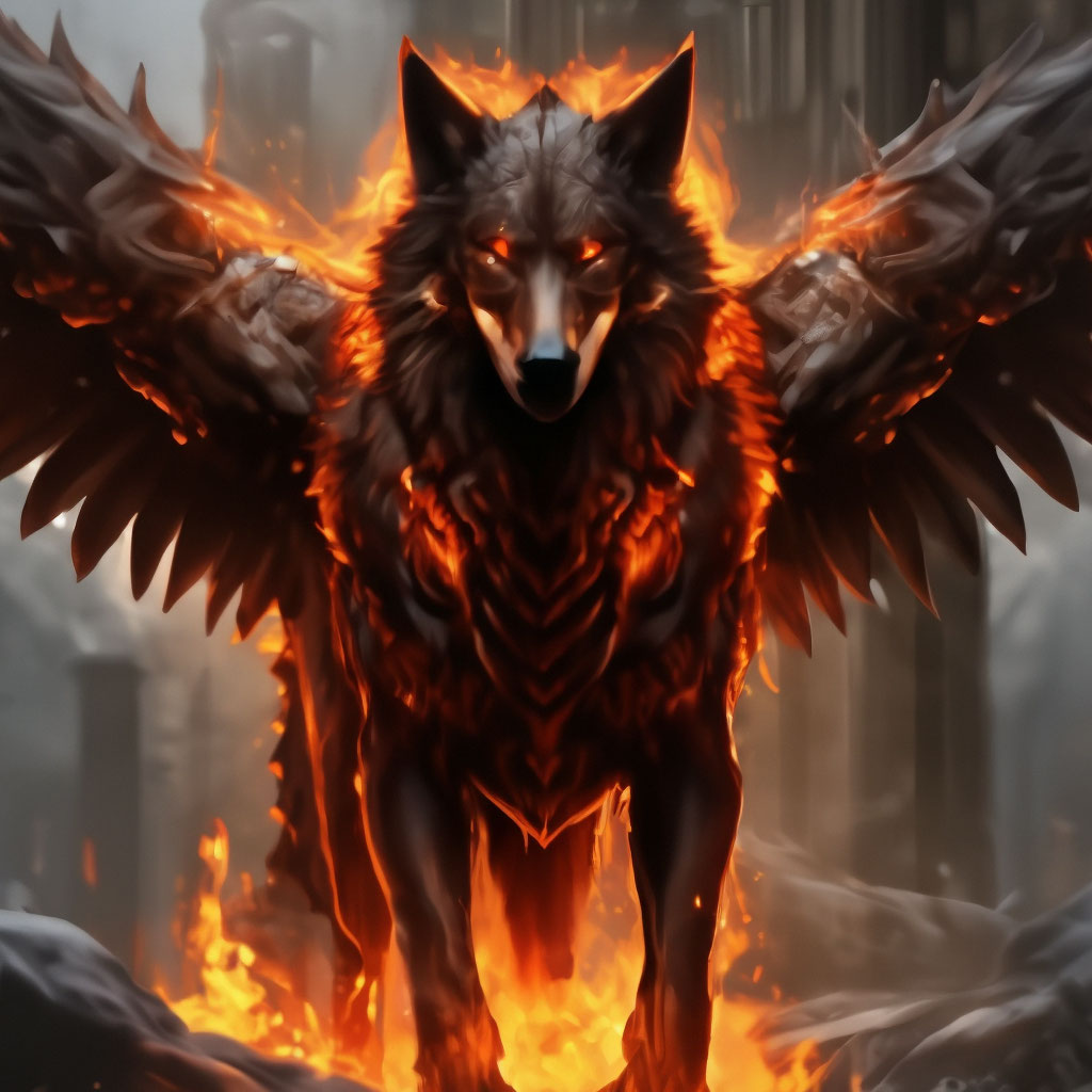 Winged Fire Wolf Adoptible For Wolfhome By Shadowgodofart Anime Fire