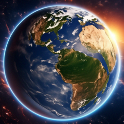 «Beautiful planet Earth, at dawn, the rays of the sun are visible, a ...