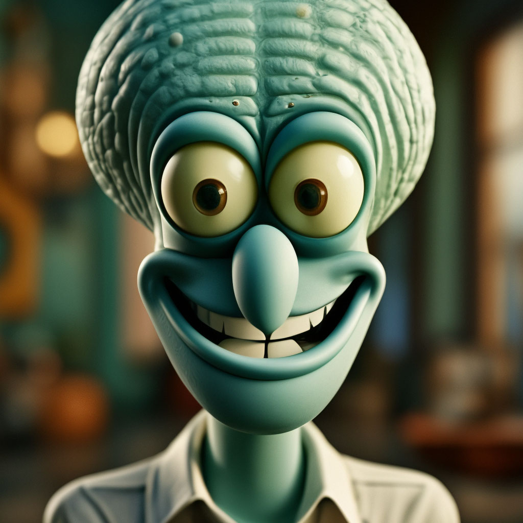 Squidward Smiling With Teeth