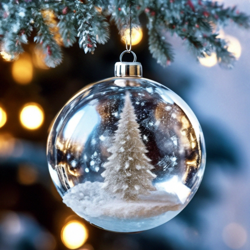 "Christmas tree toy transparent crystal ball, hanging on the Christmas ...