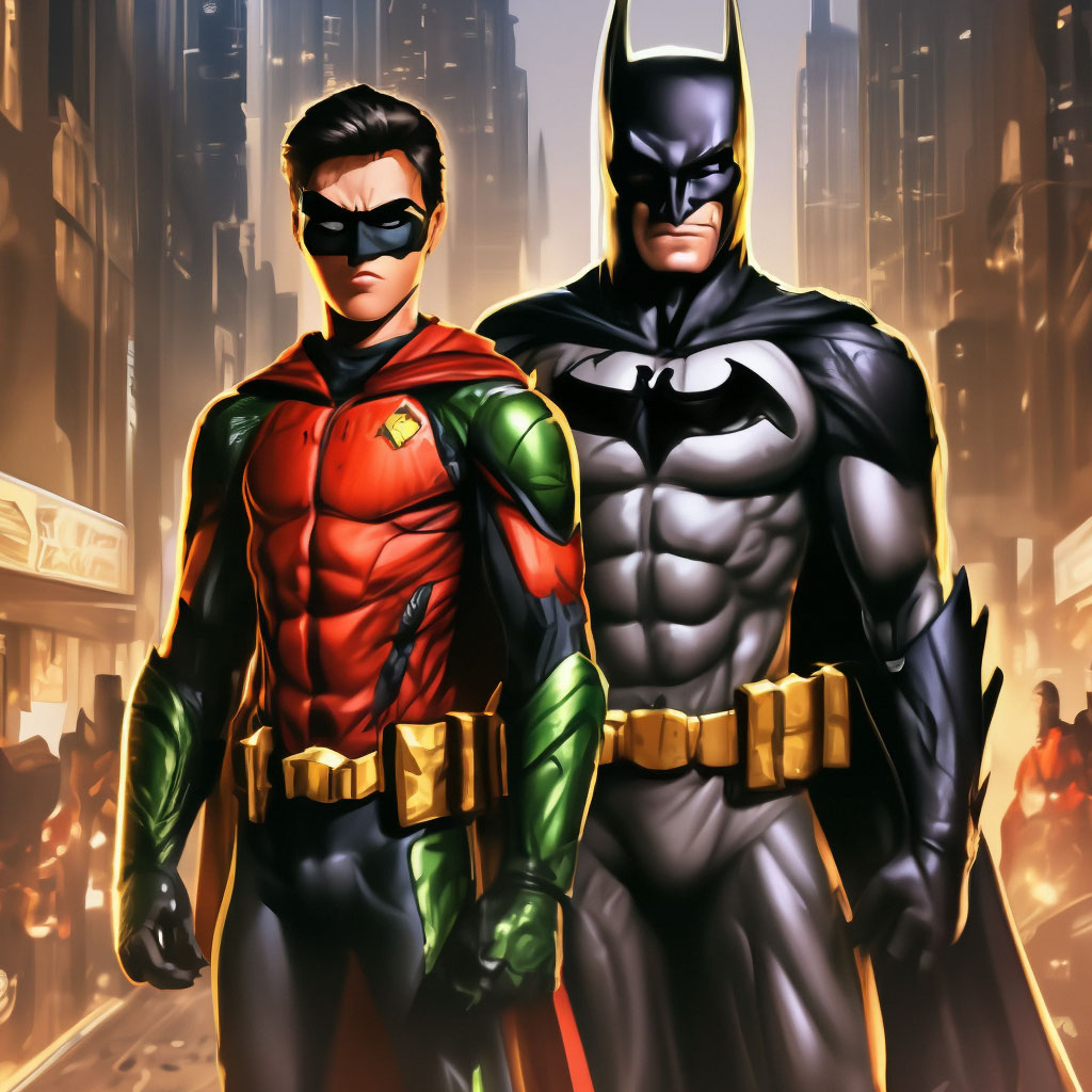 "1200k, comic Book night, robin and Batman team, DC comics, bright ...