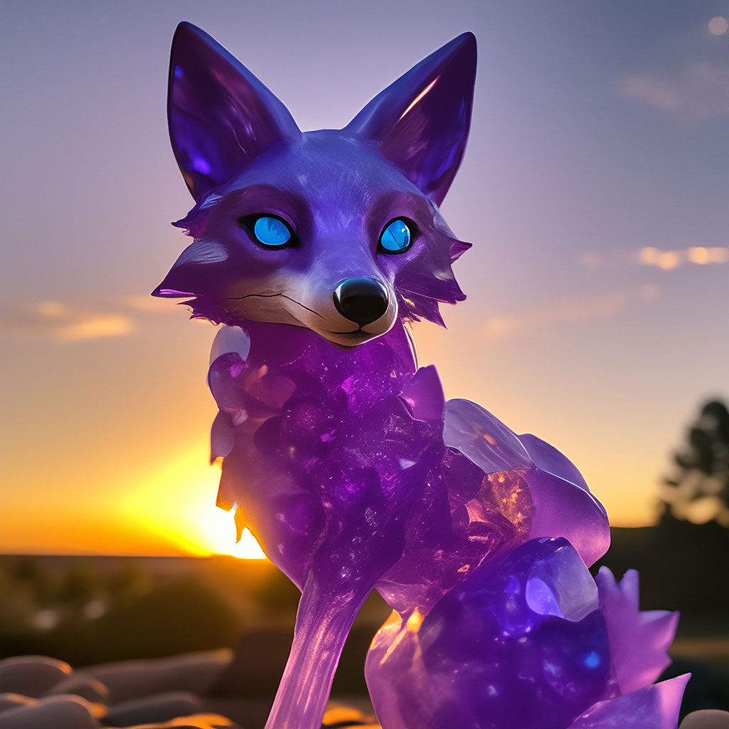 "🦊💜PeopleFox💜🦊 purple amethyst fox…" — image created in Shedevrum