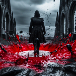 «Trigger, psychedelic,gothic, horror, splashes of black, splashes of ...