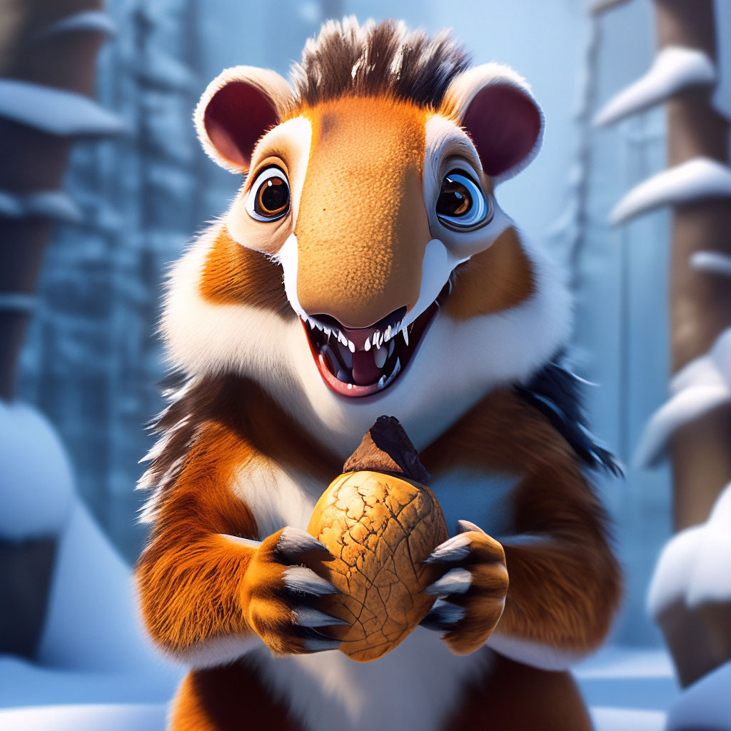 "Cute tapir in the image of a saber-toothed squirrel scrat from ice age ...