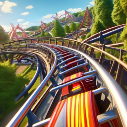 «Roller coaster ride down, park, first person view, beautiful ...