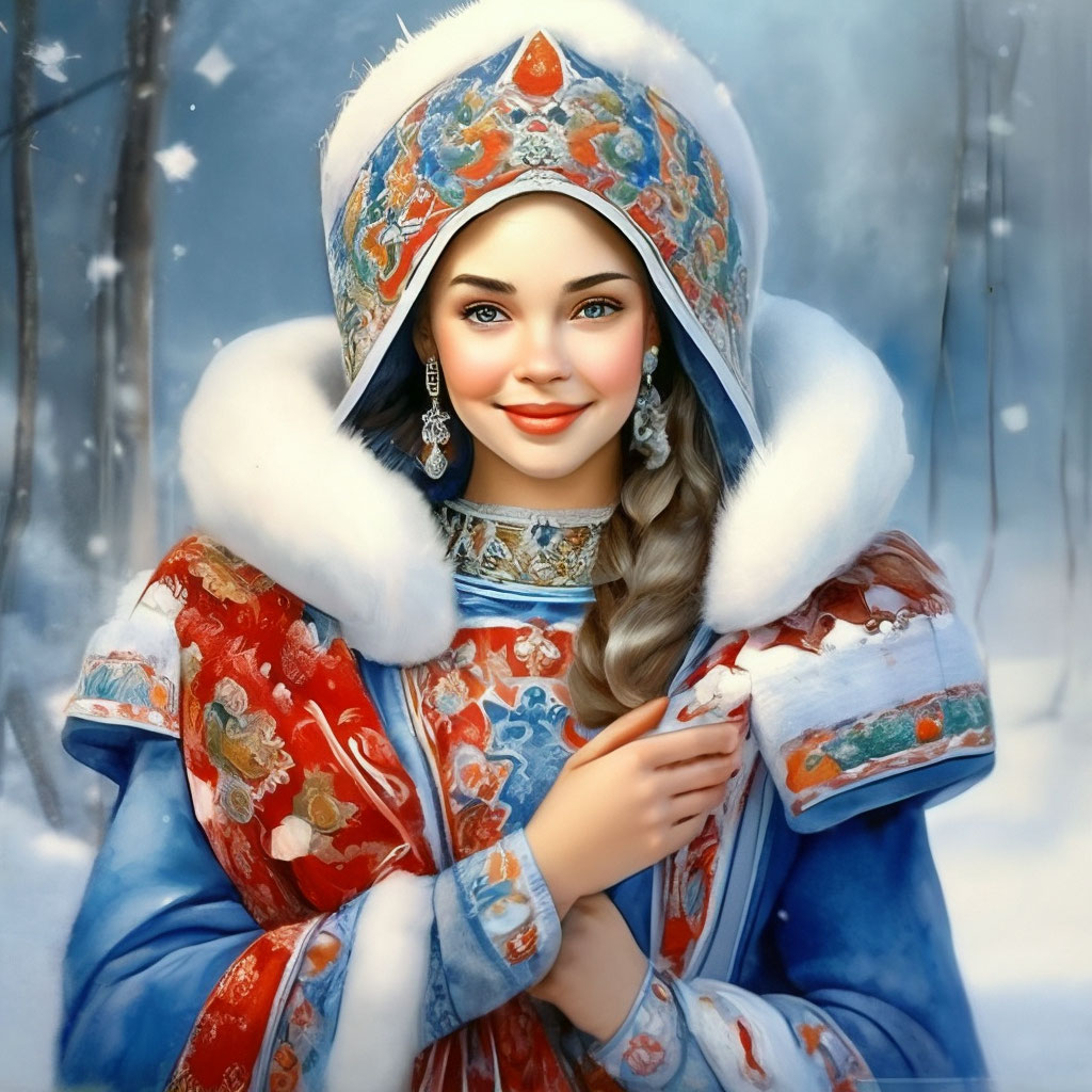 "Snow Maiden in a full-length Russian folk costume megahit milota ...
