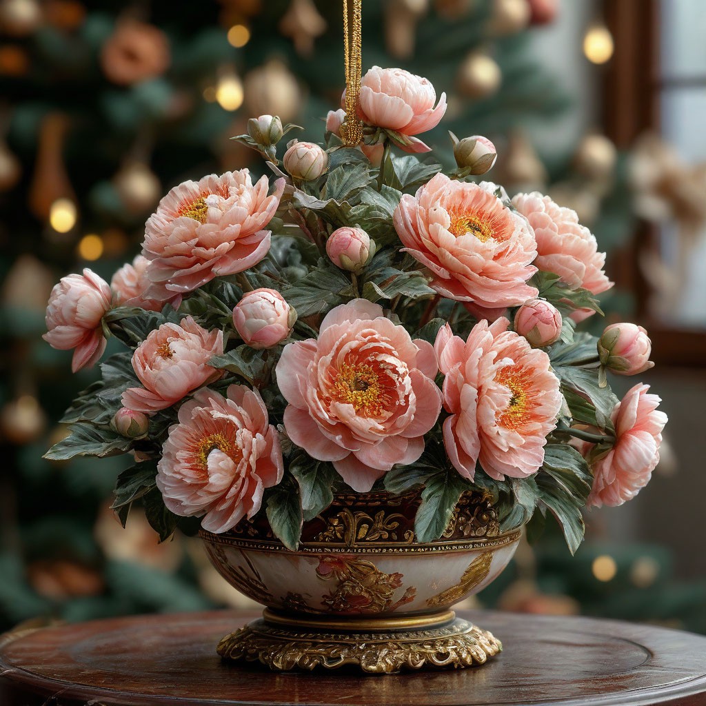 ". a large bush of peonies in the garden. lots of disheveled flowers ...