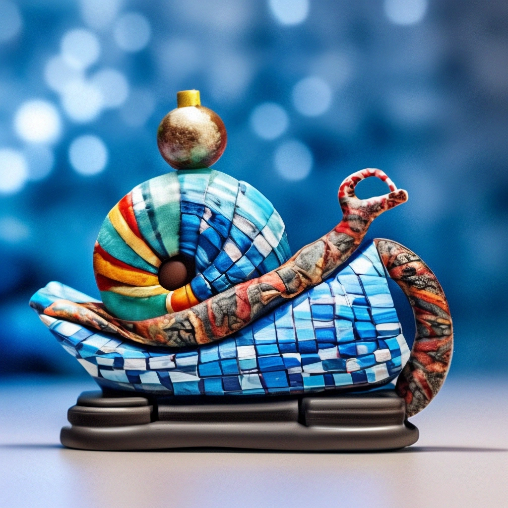 "Snail snake, trying to eat a toy ship on a white background, 3D ...