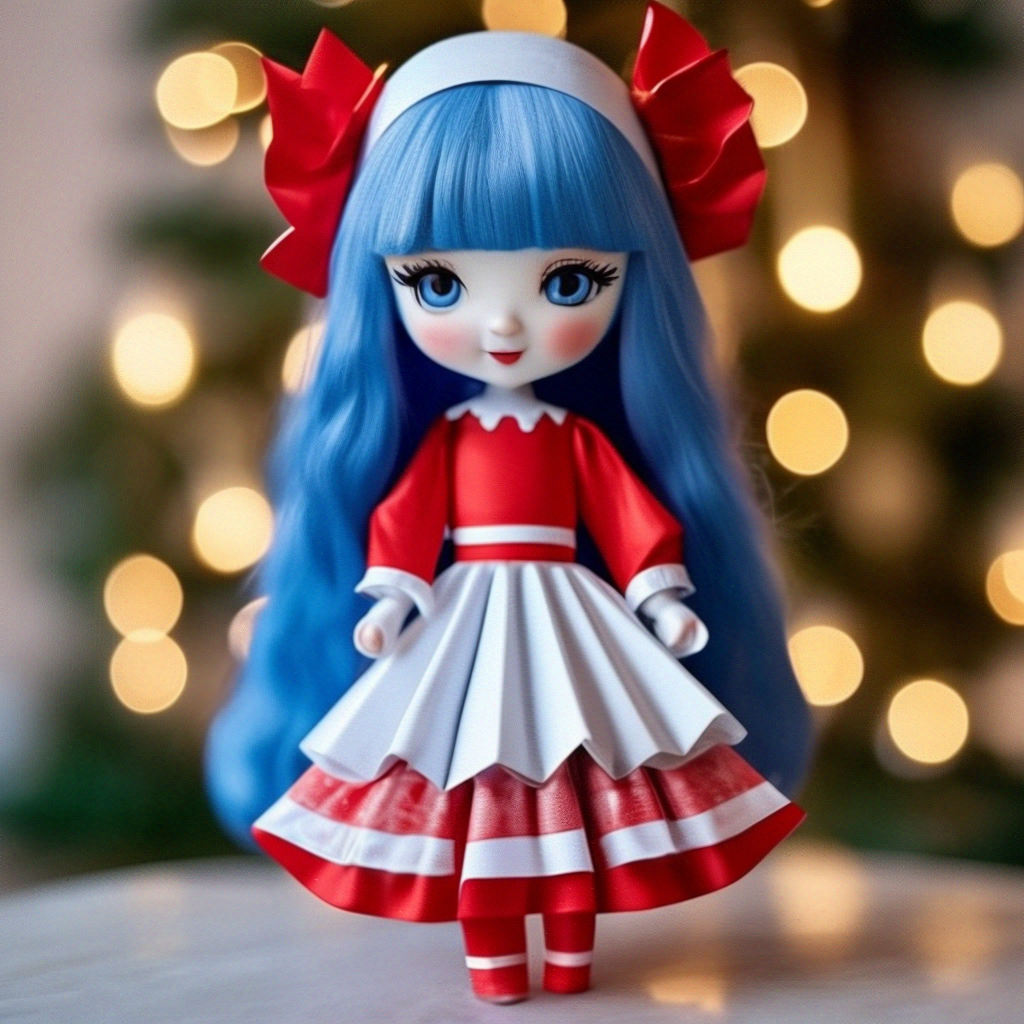 "Beautiful porcelain puppet Malvina, with big eyes, long fluffy ...