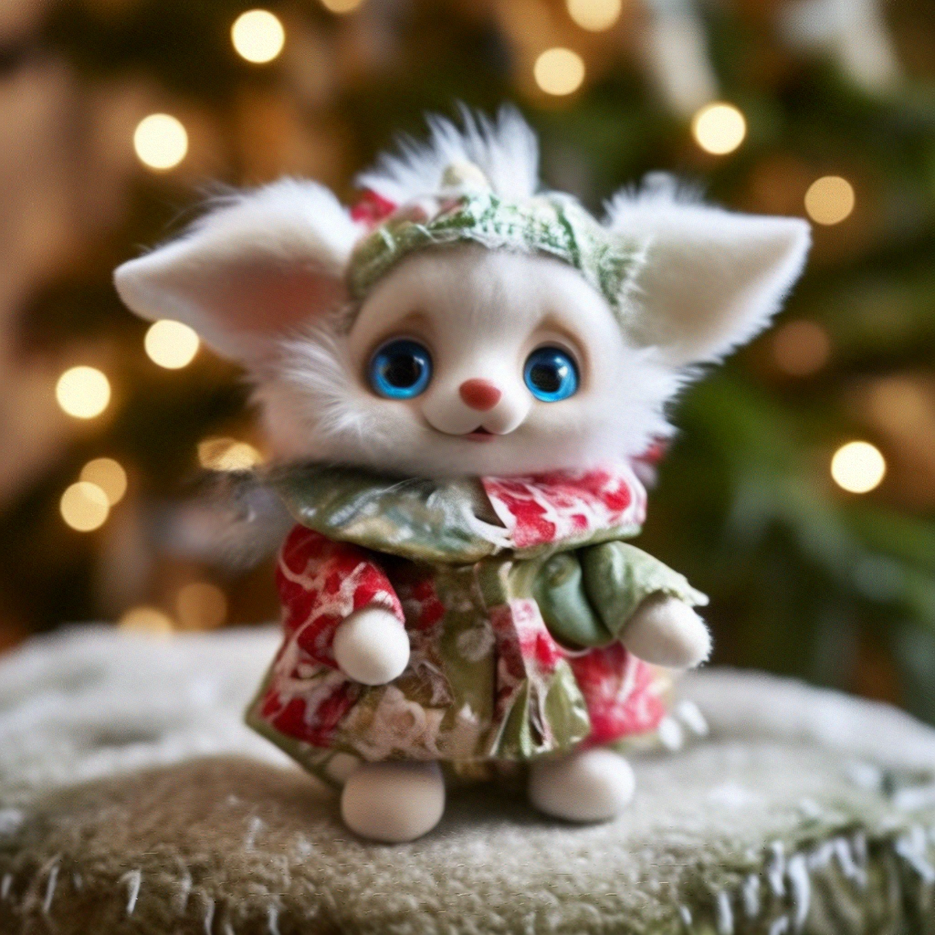 "Chen is a cute fluffy baby forest Elf, big surprised eyes ...