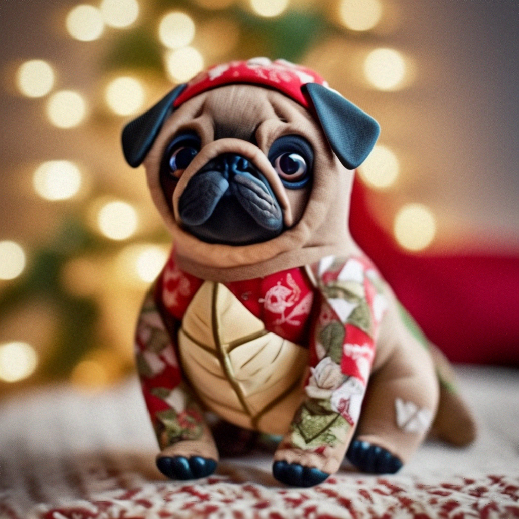 "A pug in a dragon costume" — image created in Shedevrum