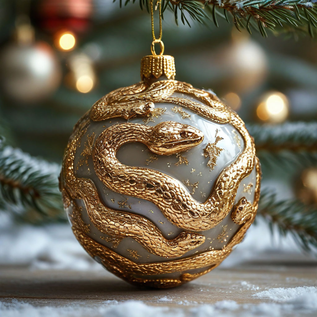 "The most beautiful snake painted on a ball in golden color is a ball ...