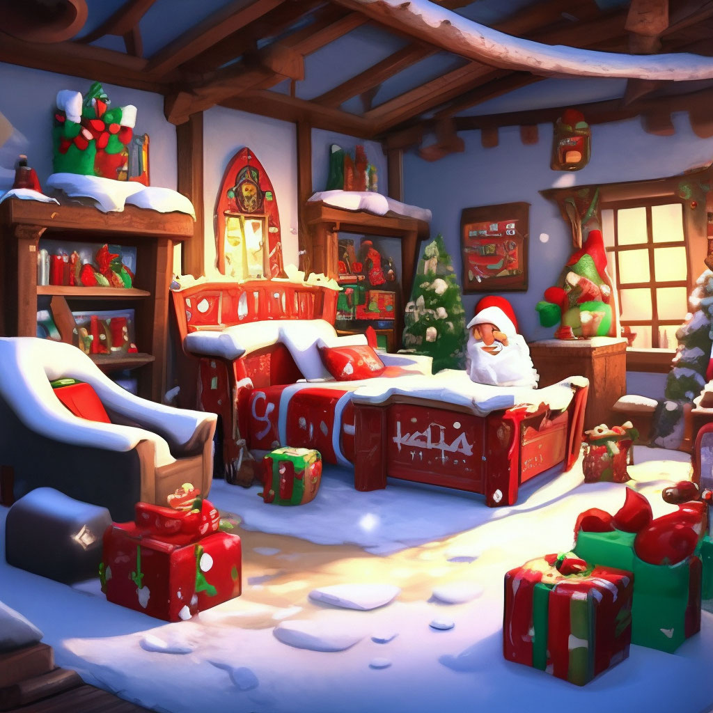 "Santa claus's snow room cartoon" — image created in Shedevrum