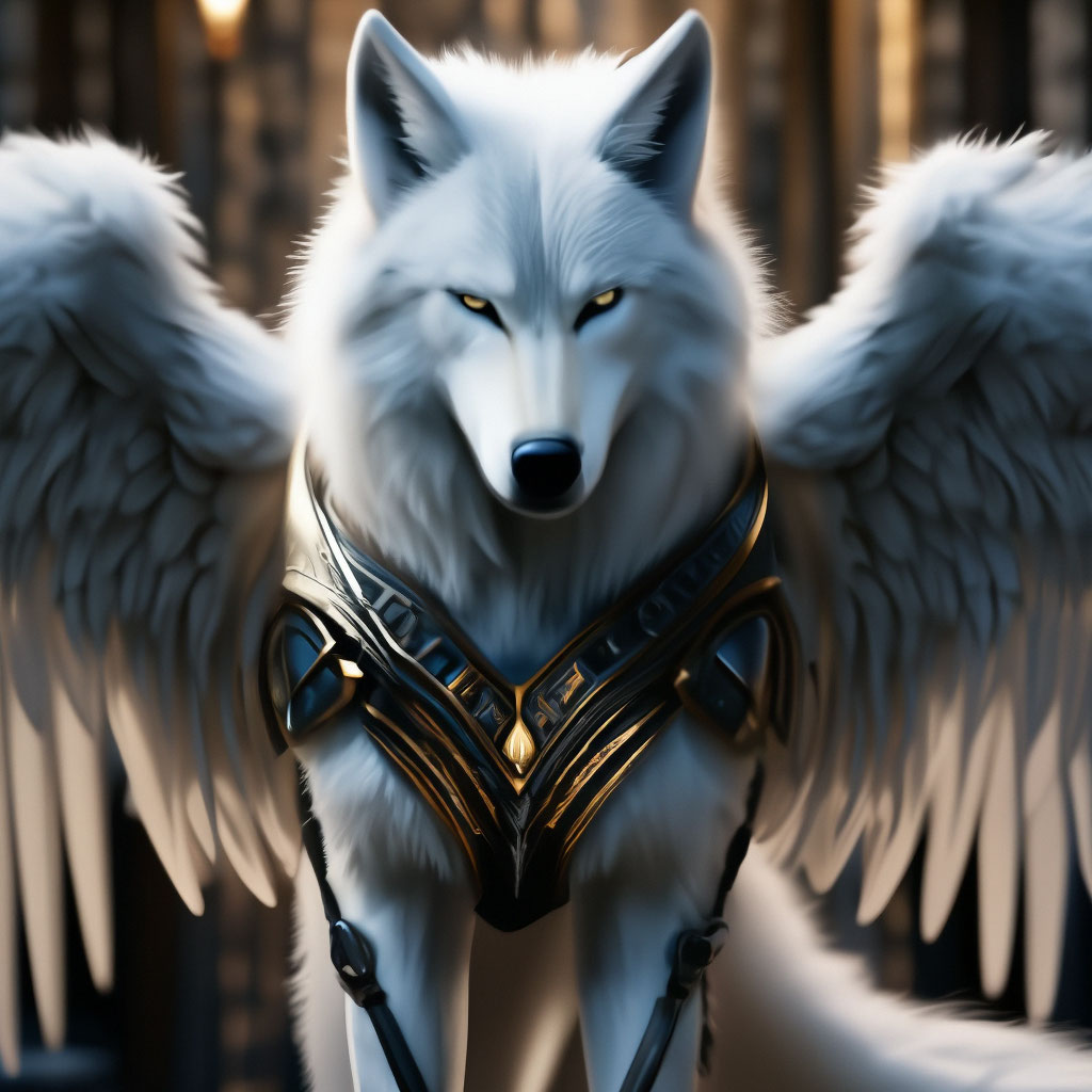 Winged White Wolf