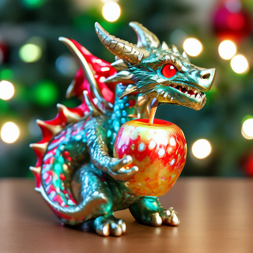"Dragon and apple" — image created in Shedevrum