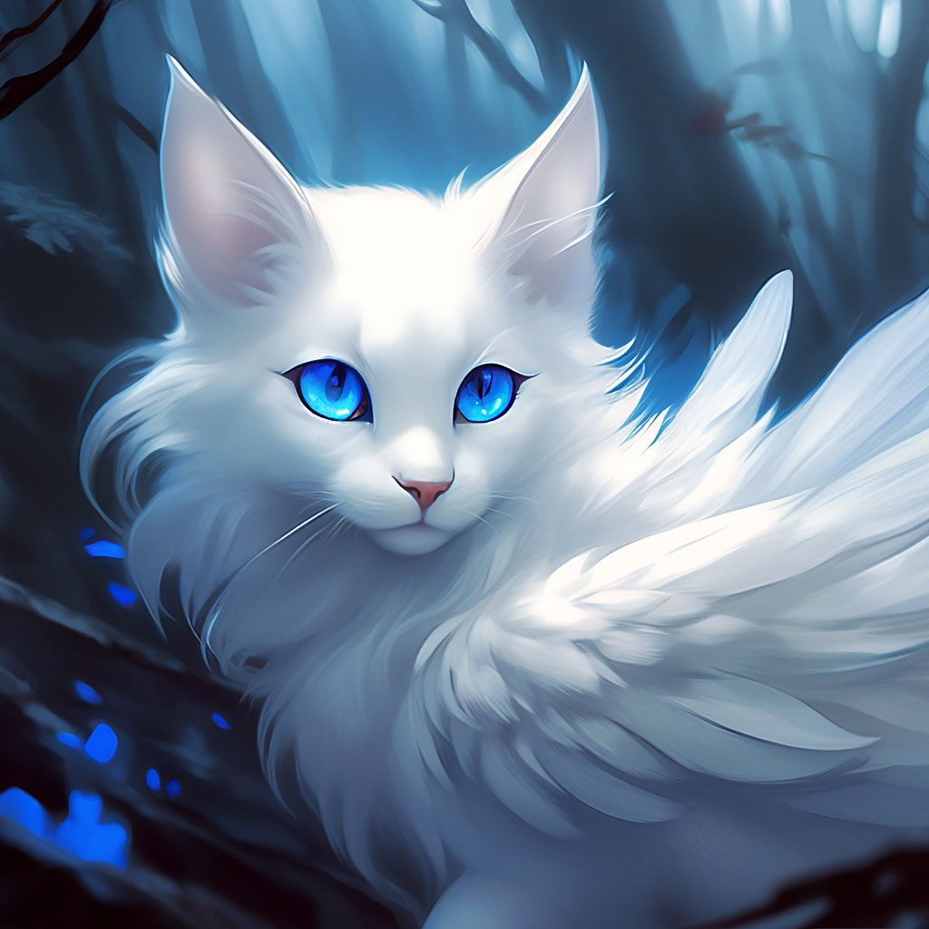 White Anime Cat With Blue Eyes Pin Page