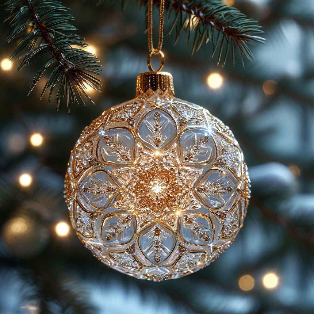 "Honeycomb transparent sphere-bulb snowflake with revolving diamond ...