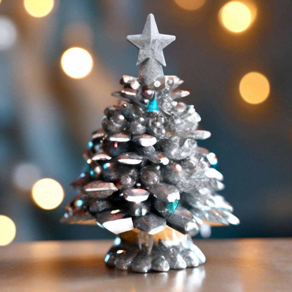 "The Christmas tree curl is gray with sequins" — image created in Shedevrum