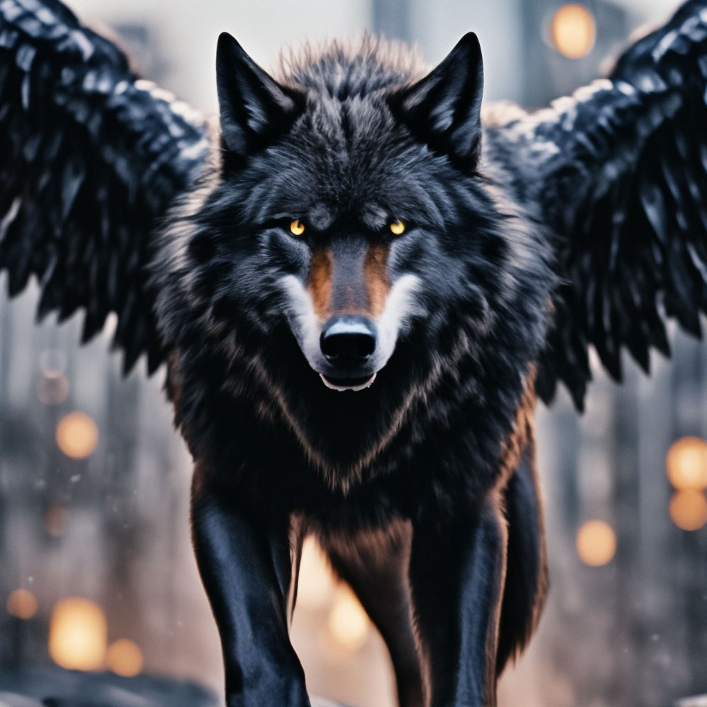 Large Wolf With Wings Wallpapers