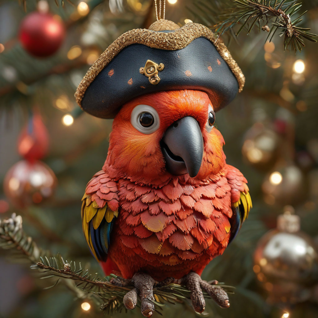 "Echo ho ho! Whistle everyone to the top! Pirate parrot in a hat with ...