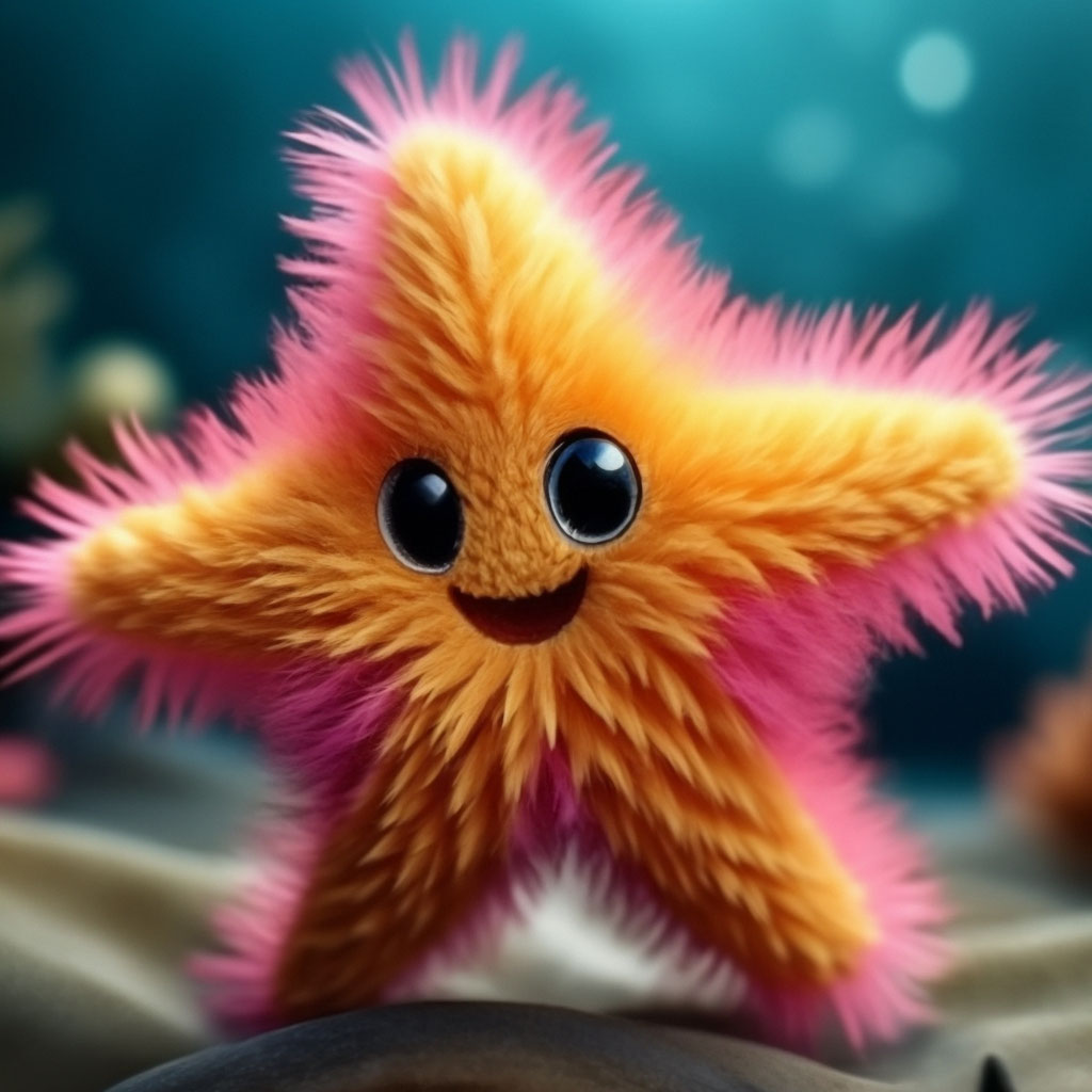 "Cute furry starfish dancing, …" — image created in Shedevrum