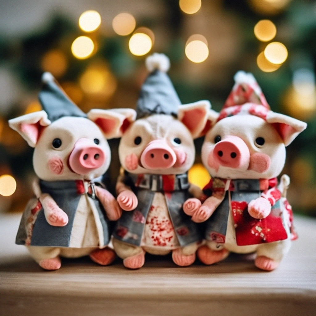 "Smart little pigs cha-shcha chu-shu and zhi-shi" — image created in ...