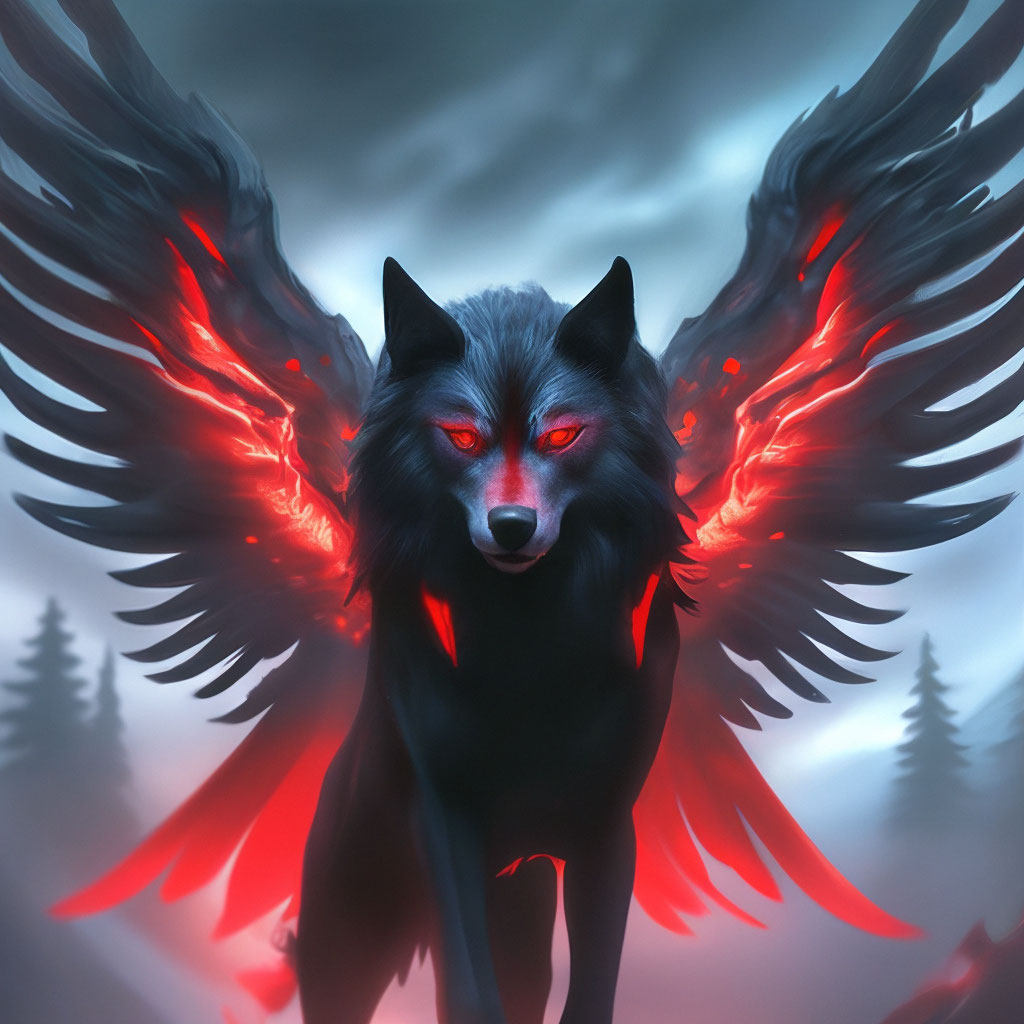 Red And Black Wolf With Wings View Topic Take Wing To The Sky