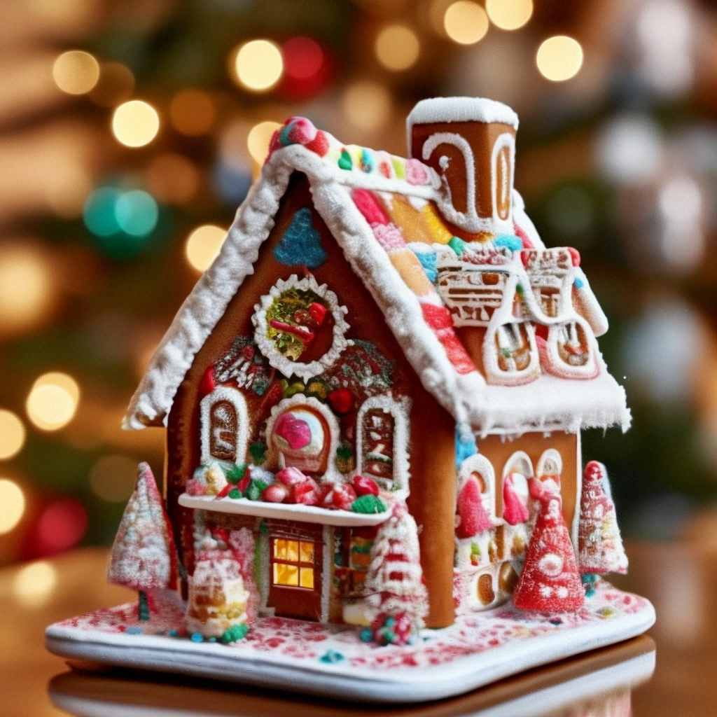 "Gingerbread house super detailed" — image created in Shedevrum