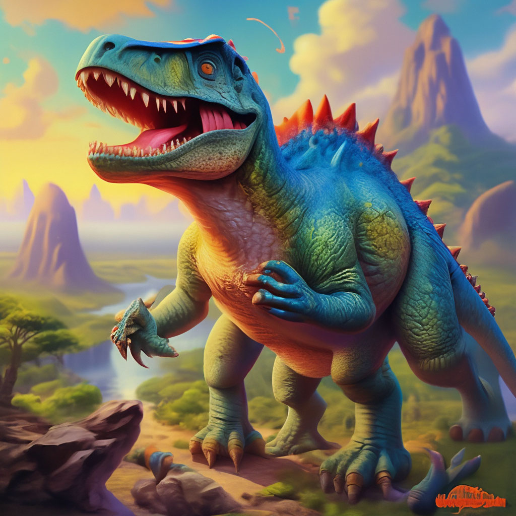 "Dinosaur style dali" — image created in Shedevrum